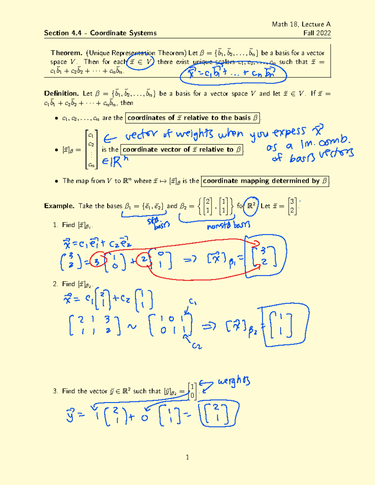 Section 4 - 4.4 - Section 4 - Coordinate Systems Math 18, Lecture A ...