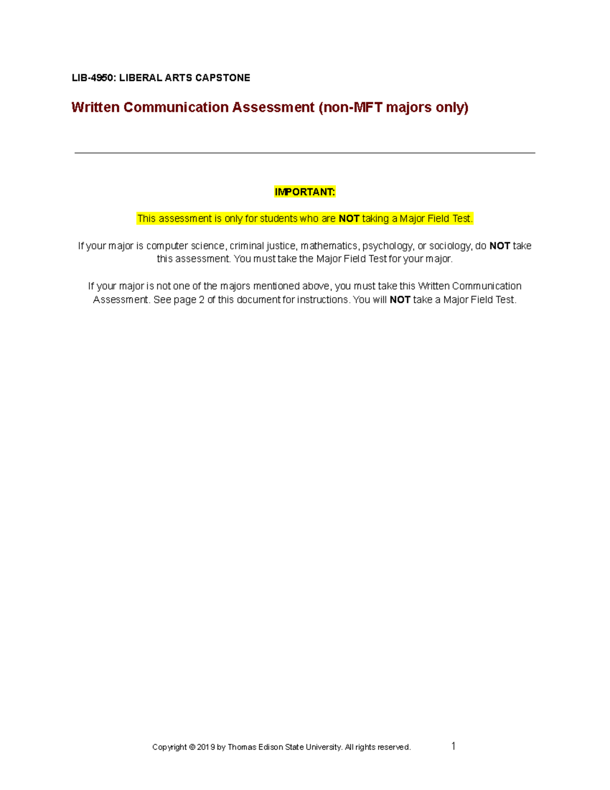 Written Communication Assessment - LIB-4950: LIBERAL ARTS CAPSTONE ...