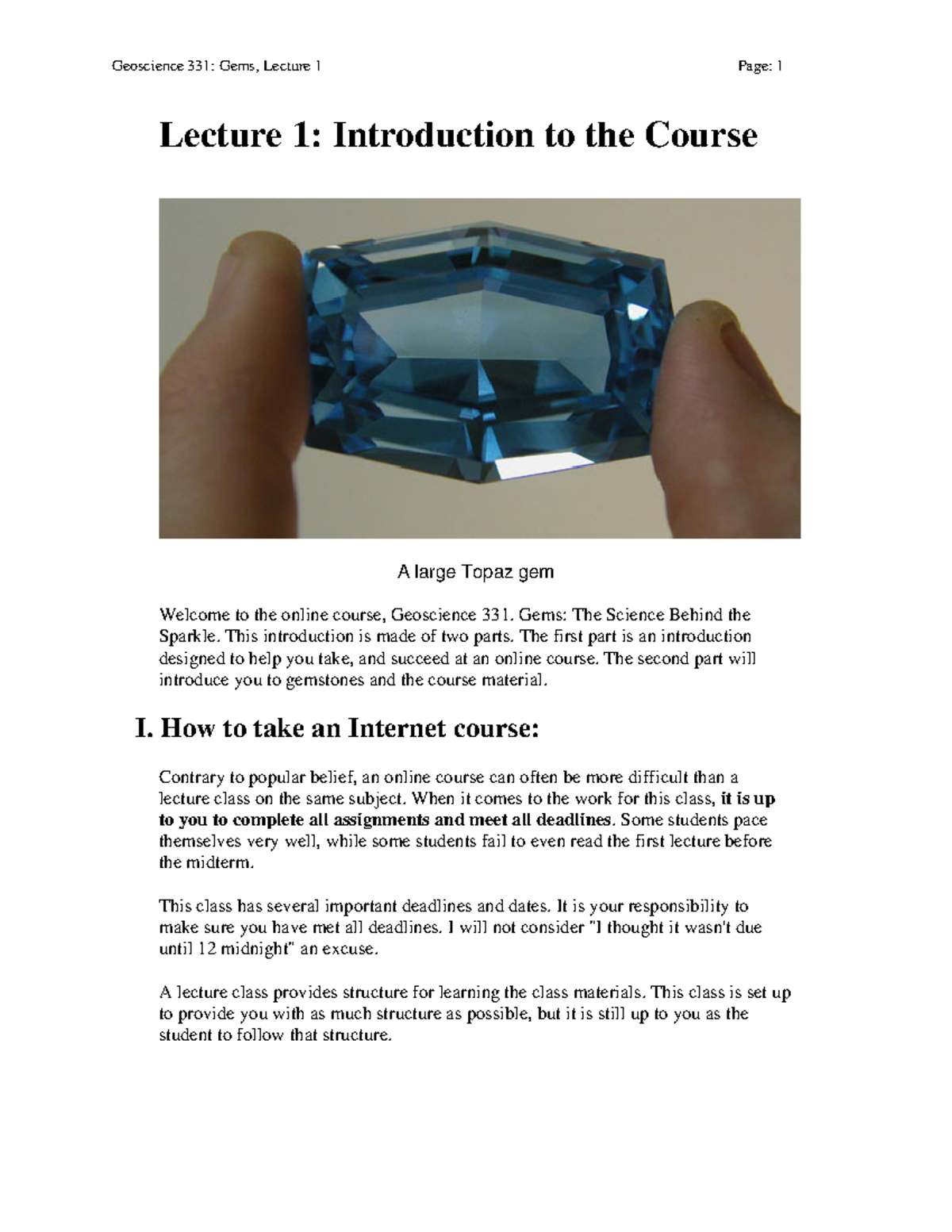 Lecture 1 Gems 331 2020 - Lecture 1: Introduction to the Course A large ...