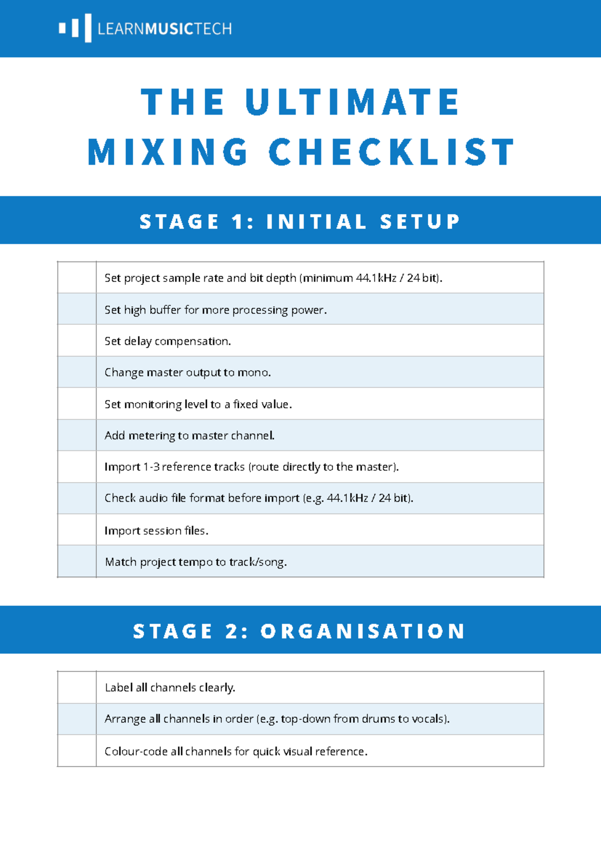 THE Ultimate Mixing Checklist - T H E U LT I M AT E M I X I N G C H E C ...