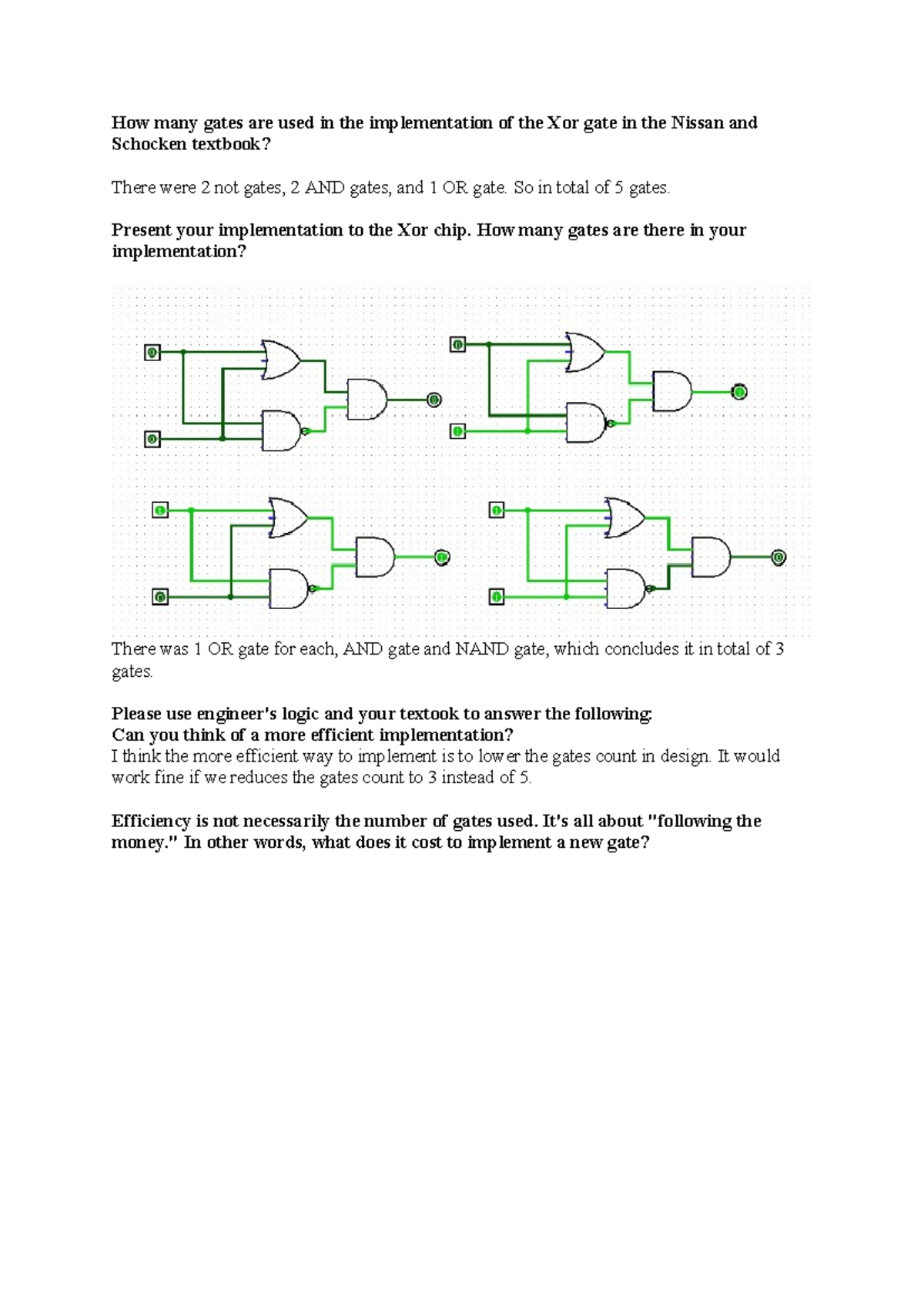 Efficient Implementation of Xor Gate - Discussion Unit 2 - How many ...