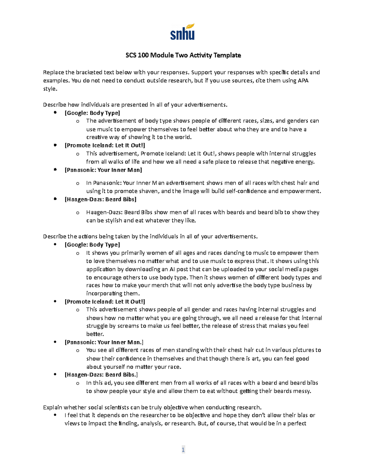 SCS 100 Module Two Activity Template 1 - SCS 100 Module Two Activity ...