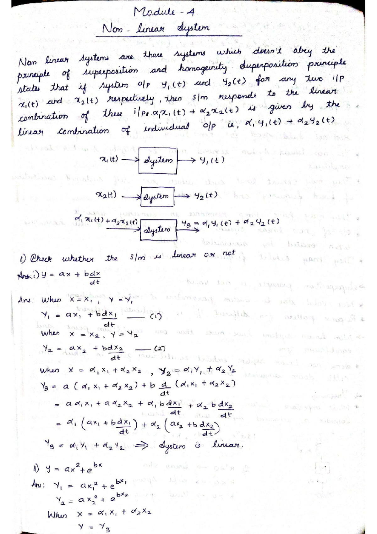 ACS MOD 4 - acs written notes - Non linear system Non linear systems ...
