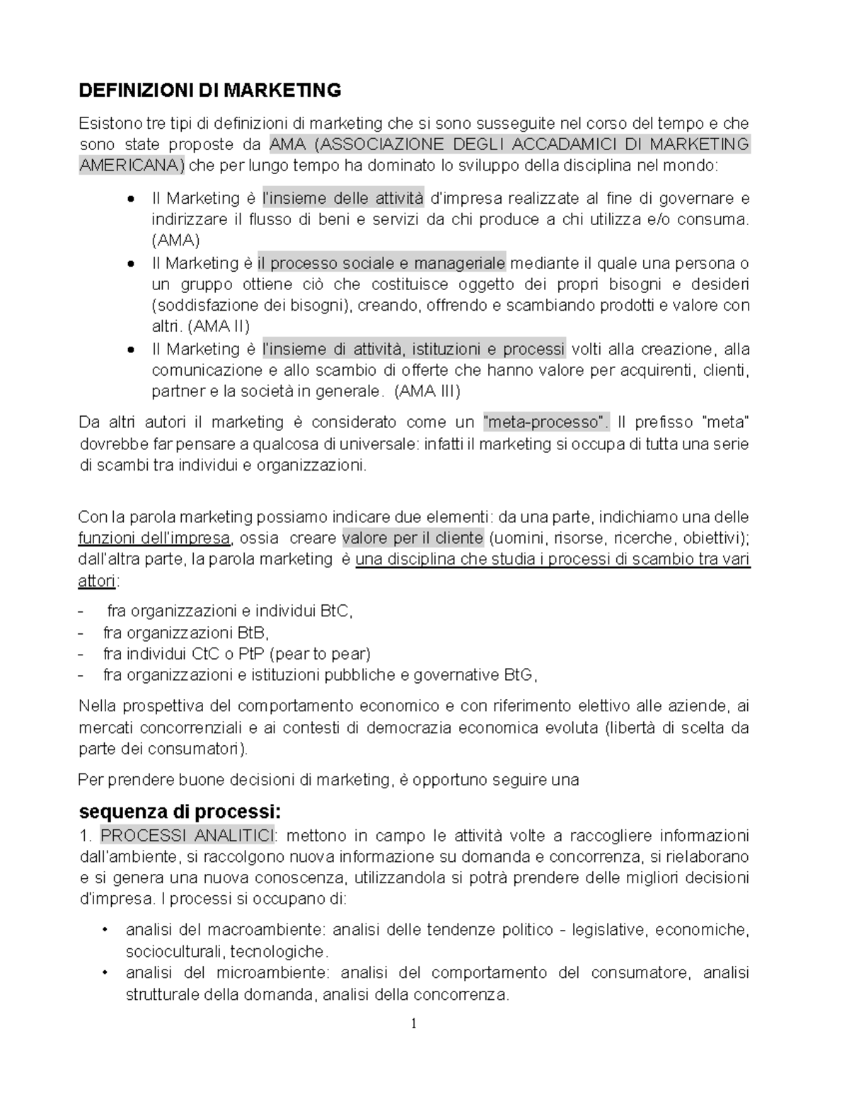 appunti di marketing prima e seconda parte - DEFINIZIONI DI MARKETING Esistono tre tipi di - Studocu