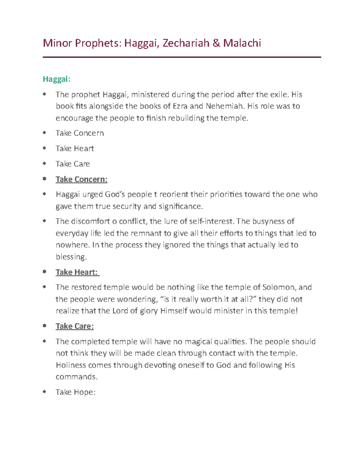 Minor Prophets-Haggai, Zechariah & Malachi - Minor Prophets: Haggai ...