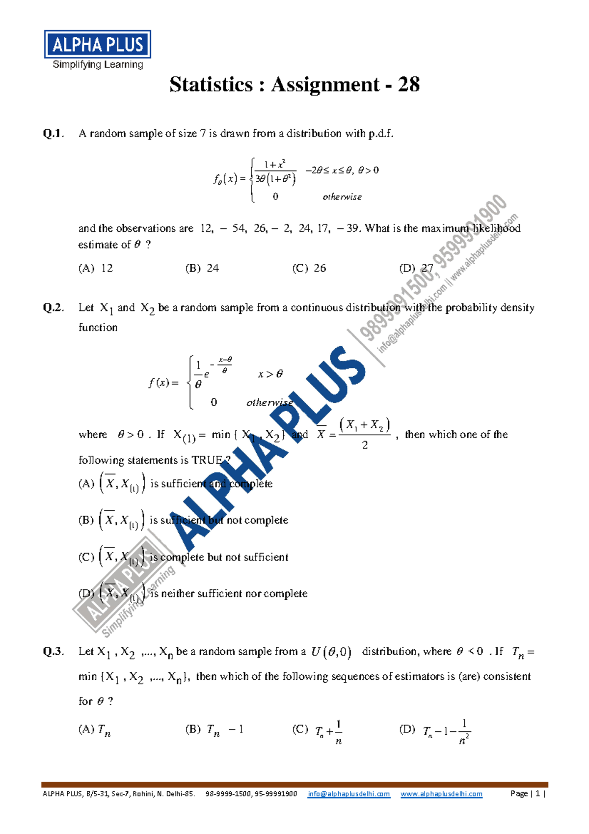 28 Stats Assignment - Statistics questions for practice - Statistics ...