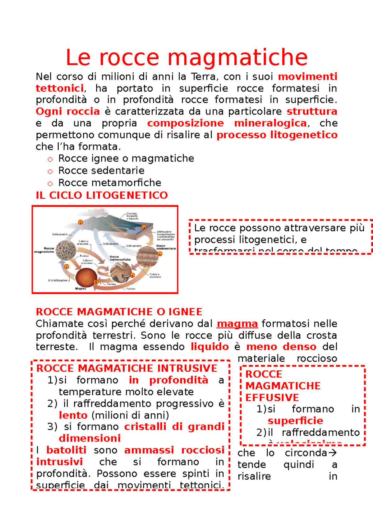 Le rocce magmatiche - Ogni roccia è caratterizzata da una particolare ...