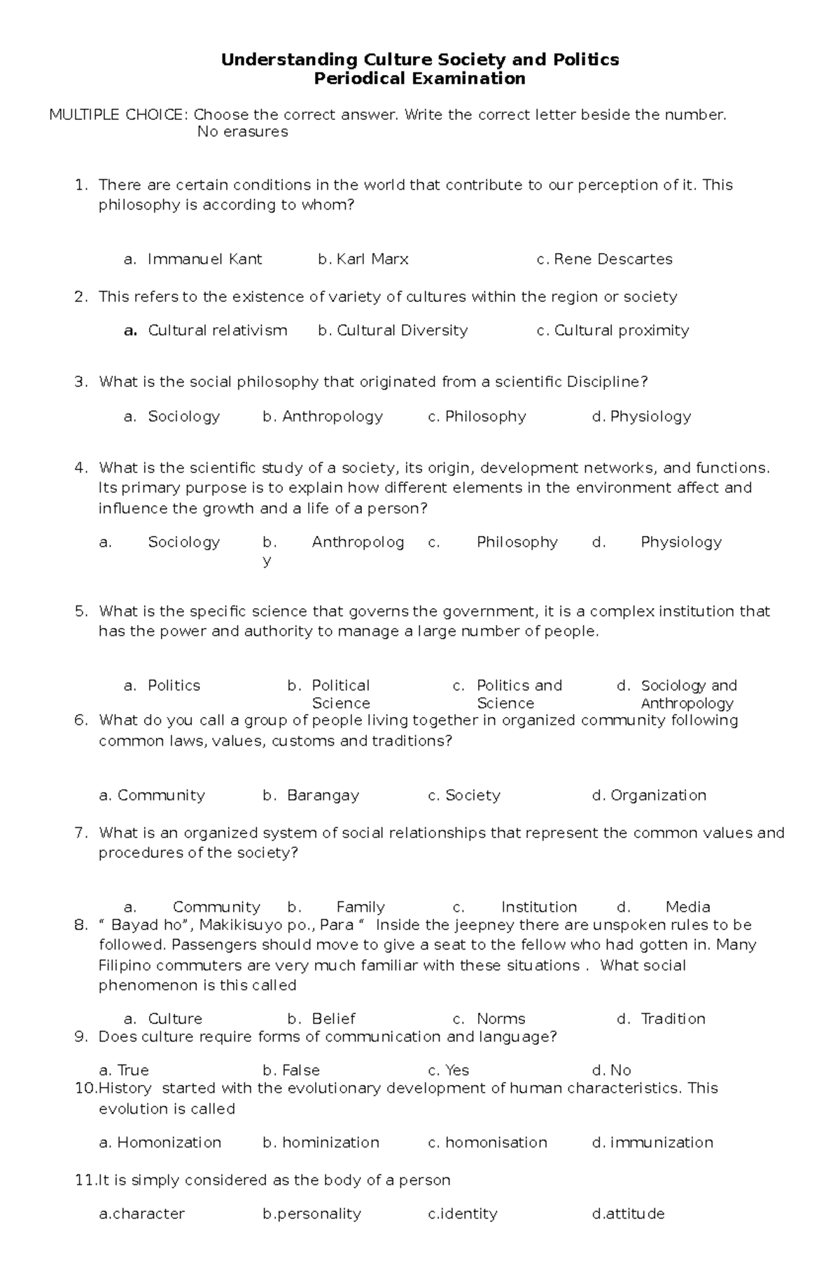 2018 Understanding Culture Society and Politics - Understanding Culture ...