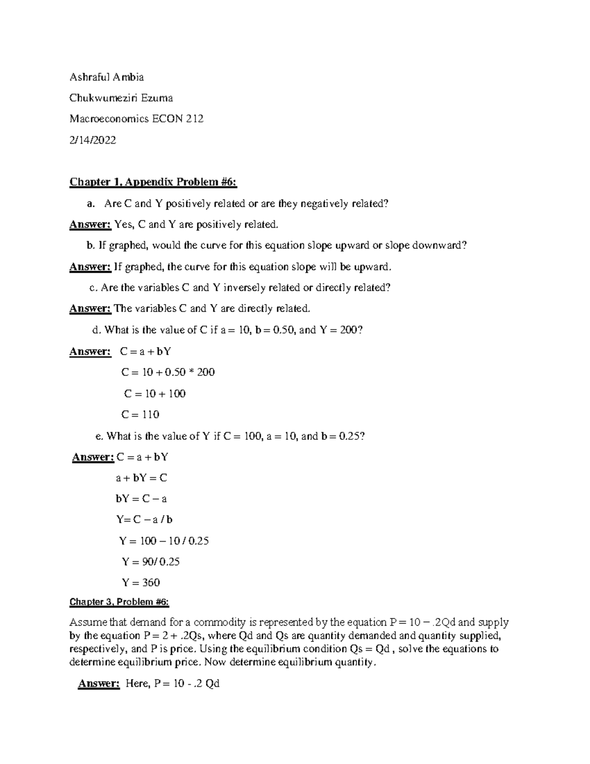 Document 5 - Macroeconomics ECON 212 ( Spring 2022). Chapter 1, Appendix Problem #6. I got - Studocu