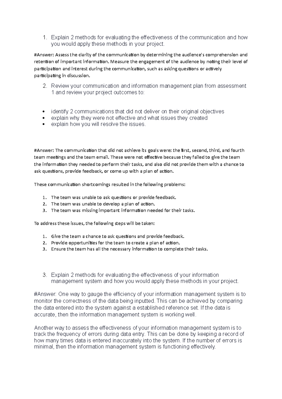 Exam Questions 3 - Explain 2 methods for evaluating the effectiveness ...