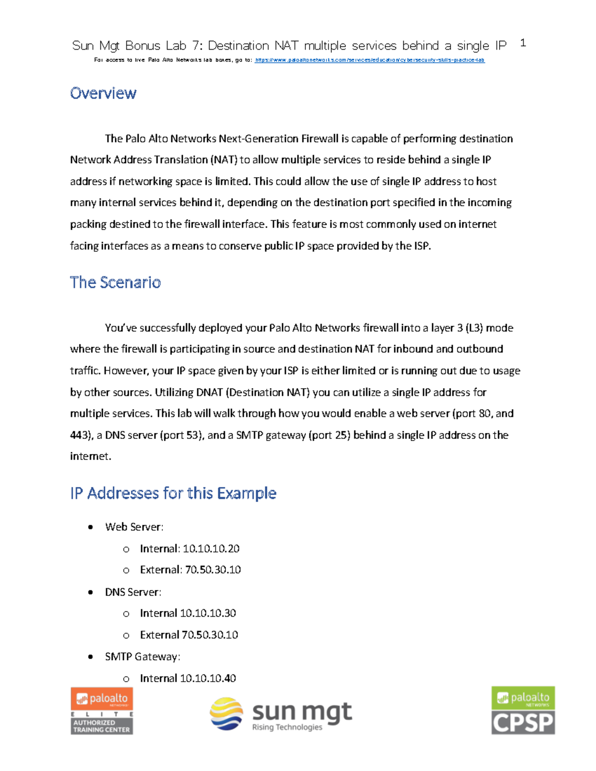 Microsoft Word - Lab7-DNAT to a single IP.docx - Lab7-DNAT-to-a-single-IP - Sun Mgt Bonus Lab 7 ...