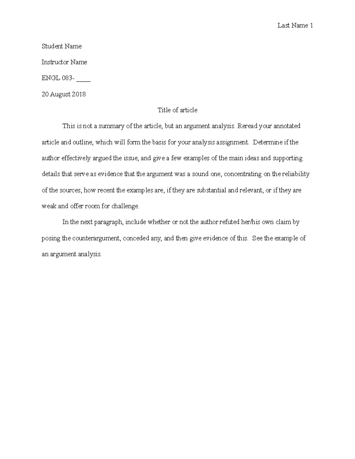 Article 7 Opposing Viewpoints Template - Last Name 1 Student Name ...