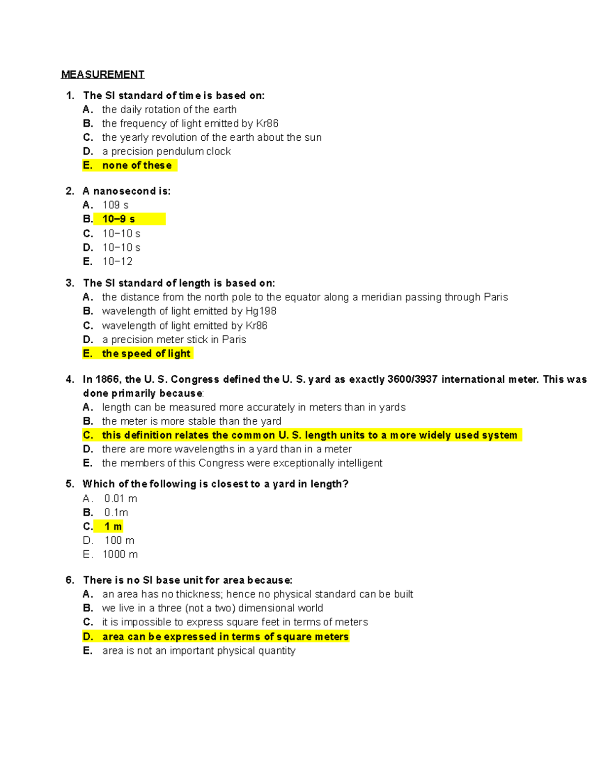 Physics Practice MCQS - MEASUREMENT The SI standard of time is based on ...