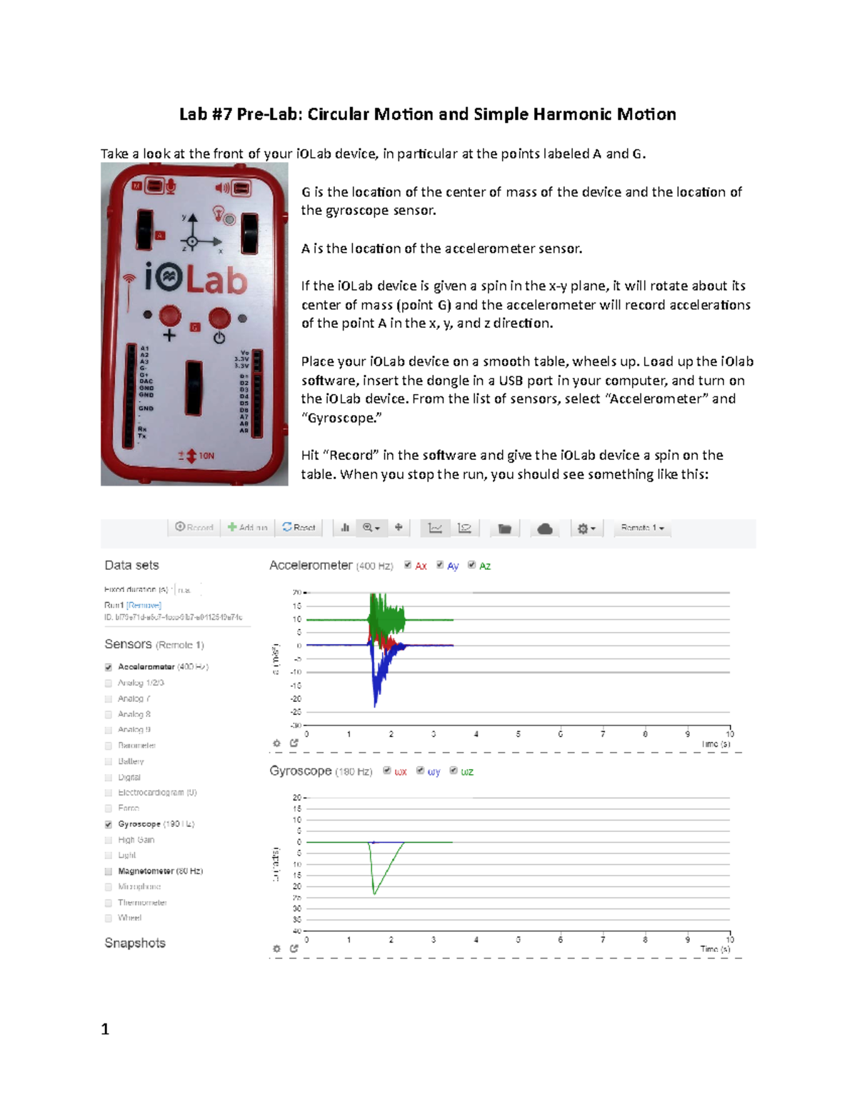Lab #9 Circular Motion and Simple Harmonic Motion - Lab #7 Pre-Lab ...