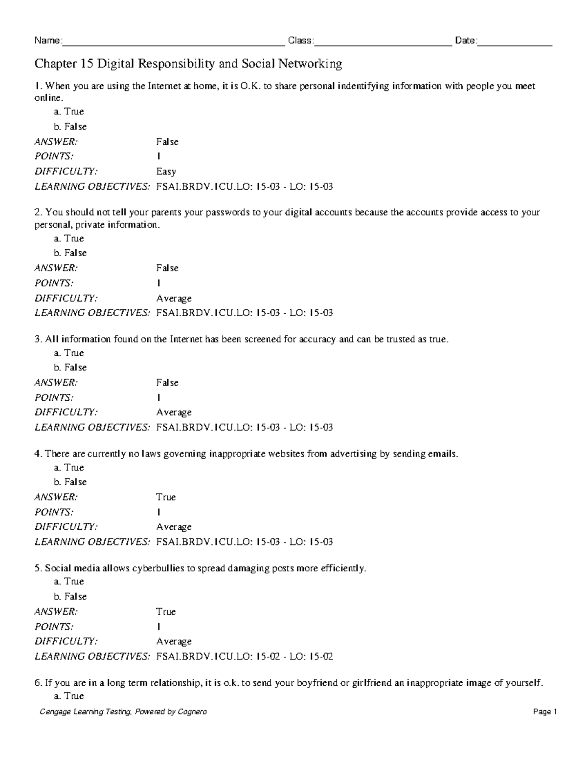 Chapter 15 Digital Responsibility and Social Networking - Chapter 15 ...