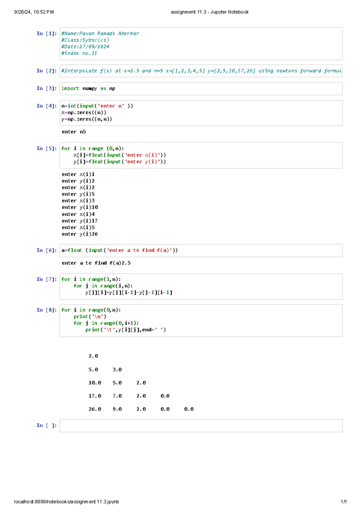 Assignment 113 Jupyter Notebook In 1 In 2 In 3 In 4 In 5 In 6 In 7 In