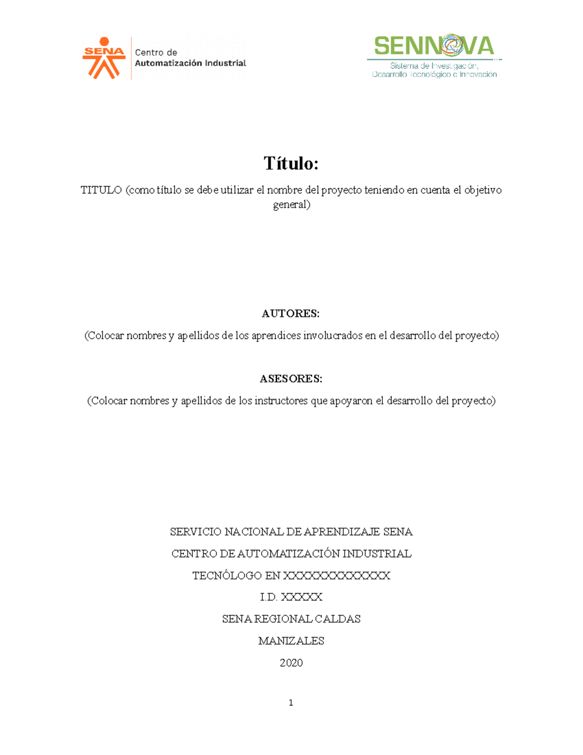 Formato proyecto formato - Título: TITULO (como título se debe utilizar ...