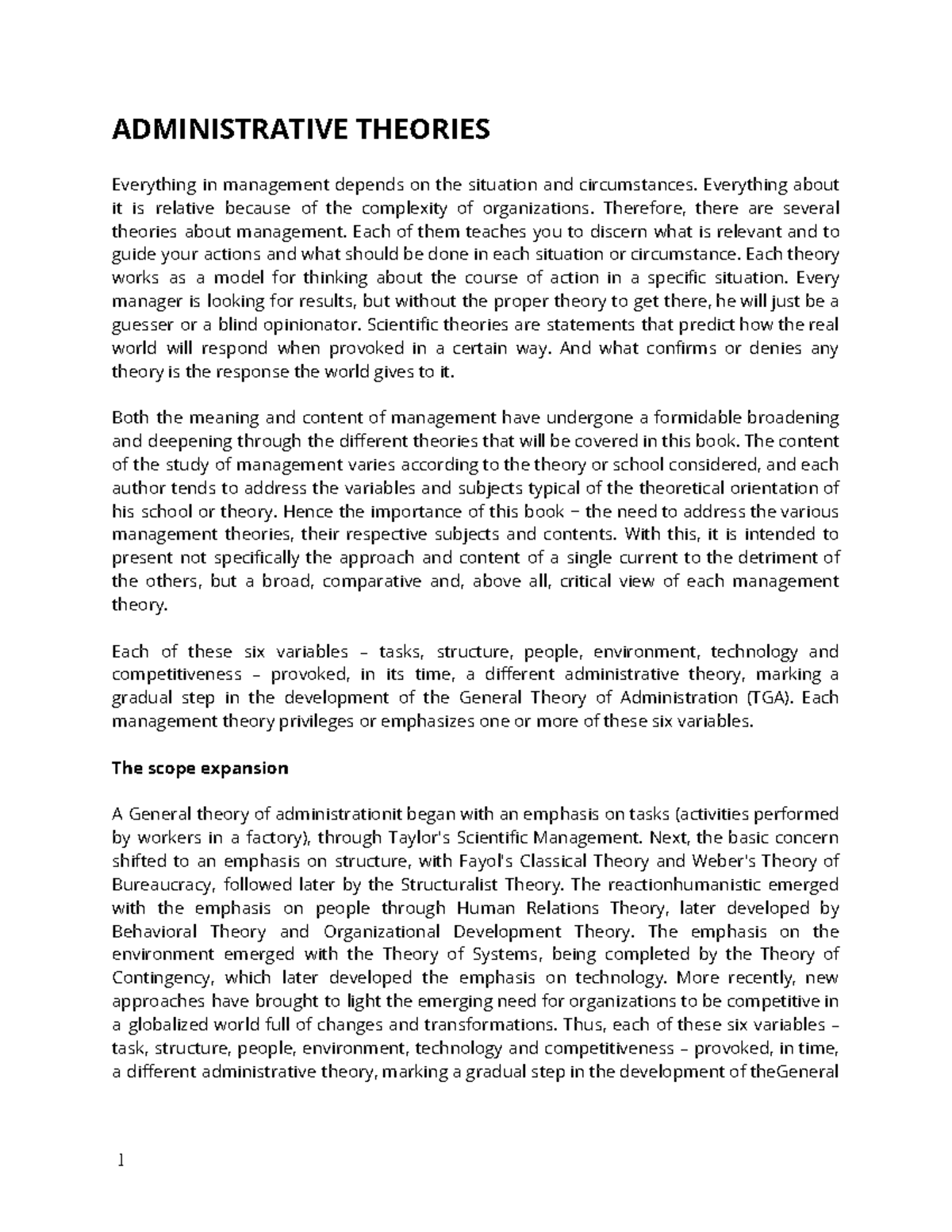 Administrative theories. - ADMINISTRATIVE THEORIES Everything in ...