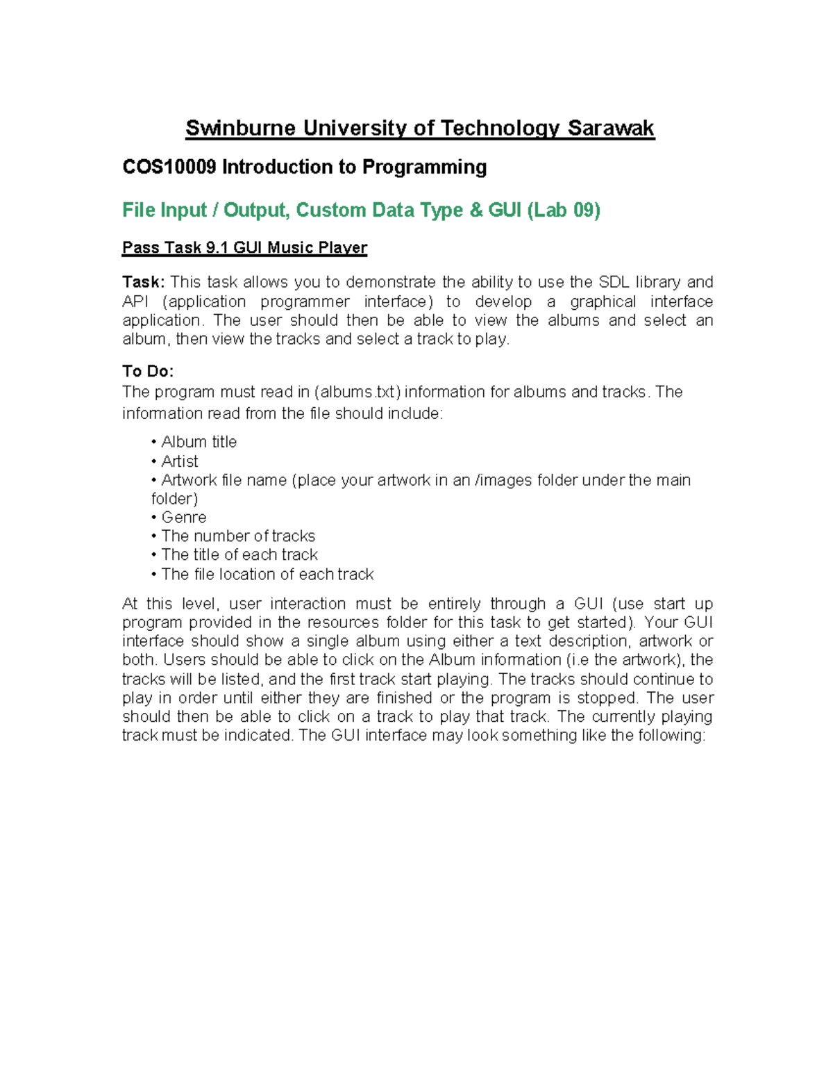 COS10009 Lab 9 - lab - Swinburne University of Technology Sarawak ...