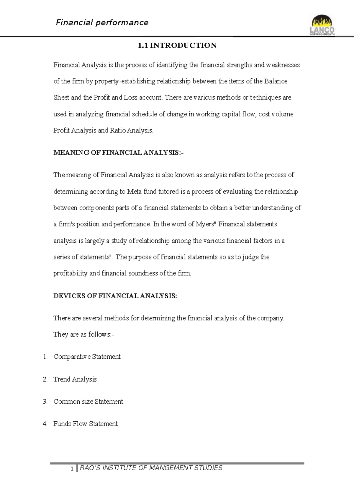 Financial-Analysis - Financial performance 1 INTRODUCTION Financial ...