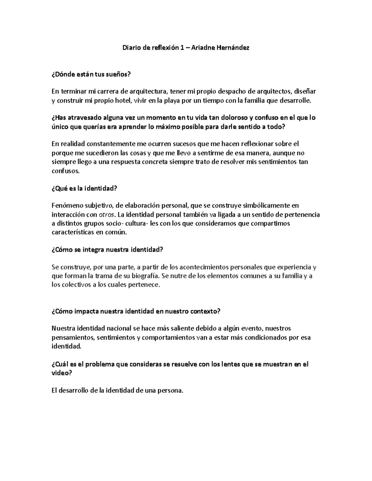 Diario de reflexión 1 - ¿Has atravesado alguna vez un momento en tu vida tan doloroso y confuso ...