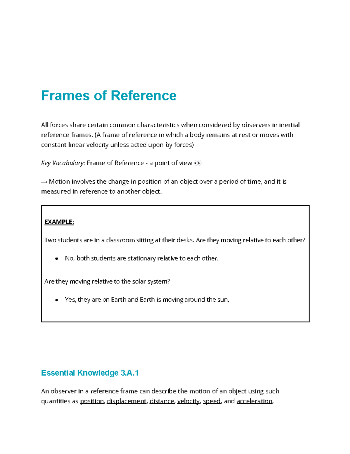 Physics 1.2 - notes - Frames of Reference All forces share certain ...