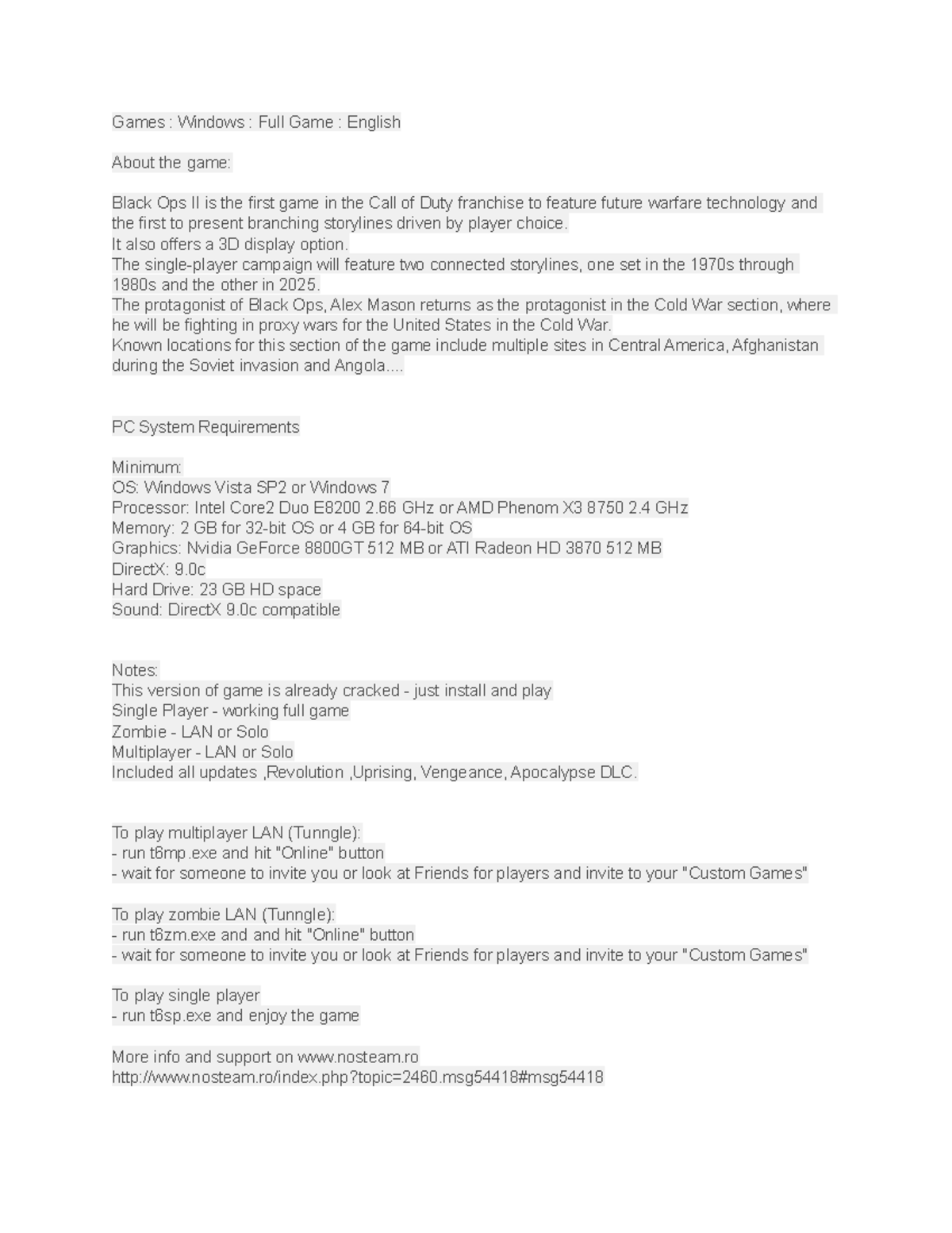 Games - It also offers a 3D display option. The single-player campaign ...