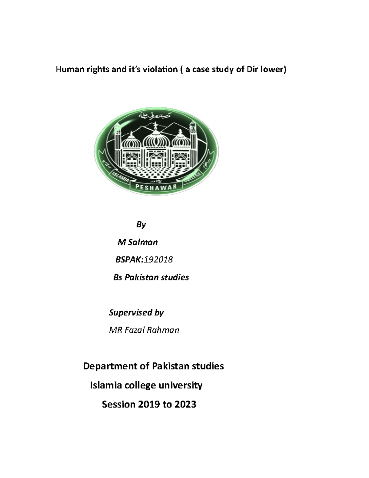 Human rights violation (a case study of Dir Lower) - Human rights and ...