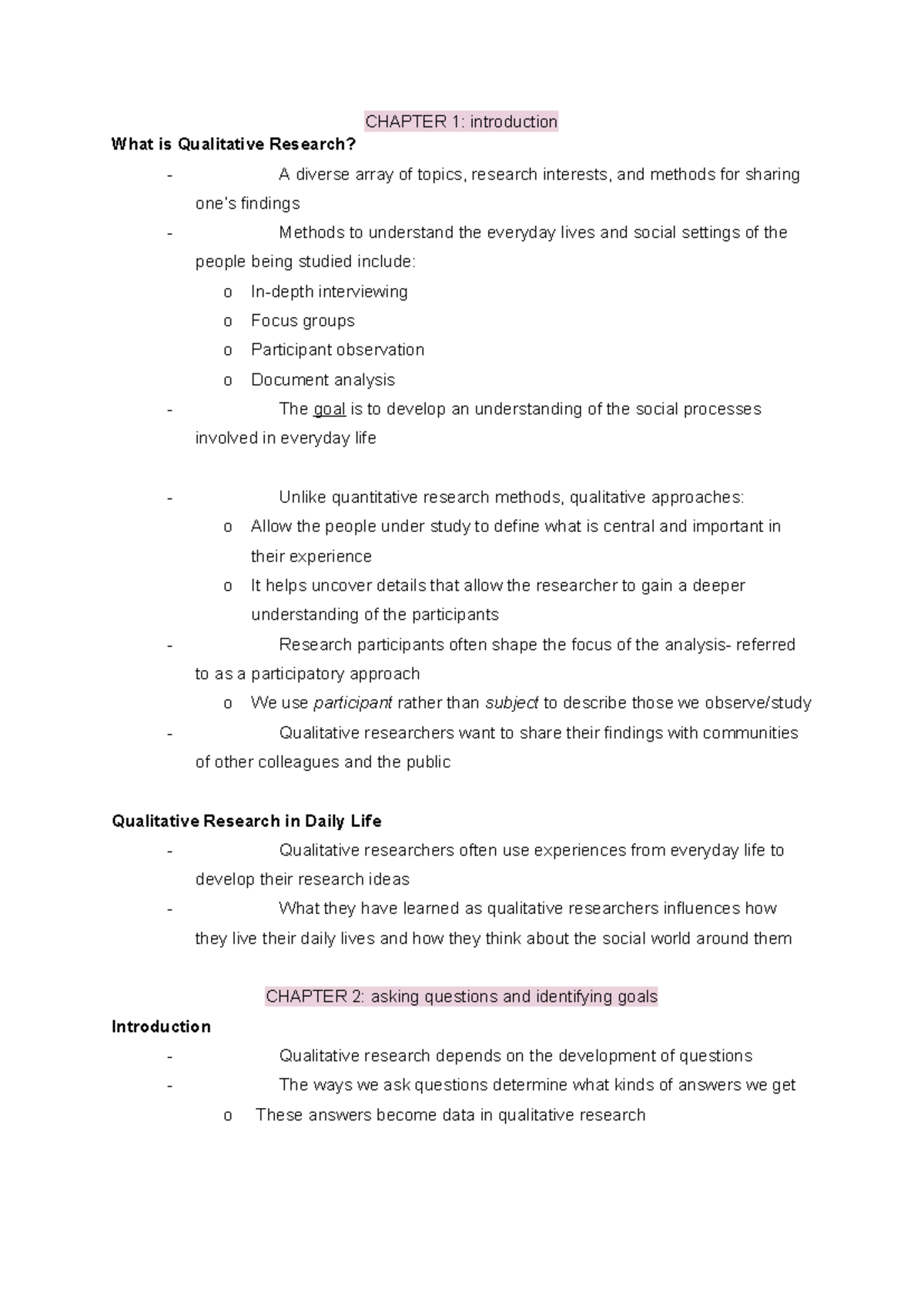 SOAN3070 notes - CHAPTER 1: introduction What is Qualitative Research ...