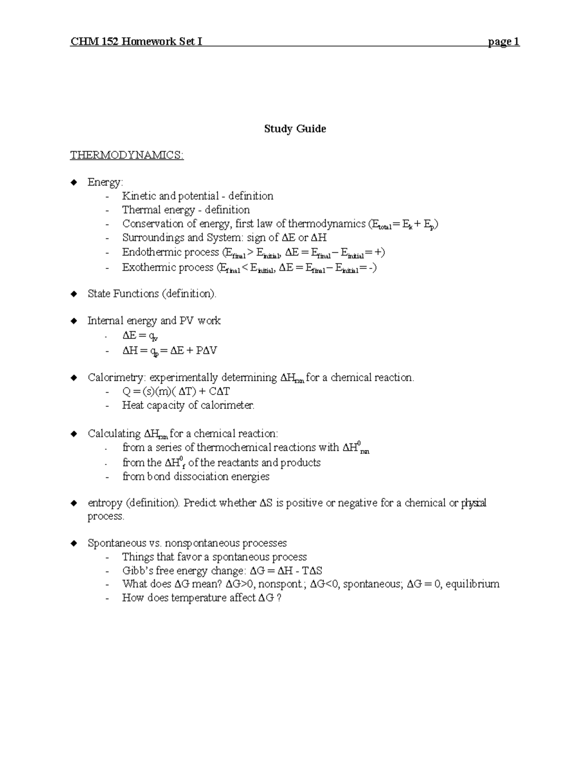 CHM 152 HW set 1 (sp2017 ) solutions - CHM 152 Homework Set I page 1 ...