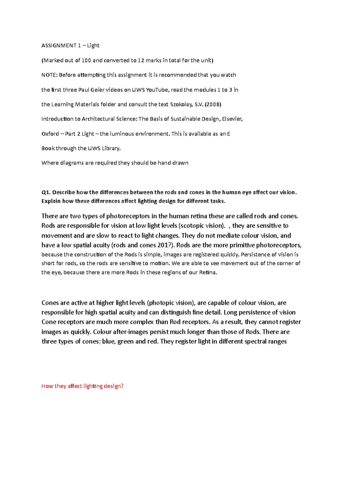 Ct5 lighting assignment, assessment for the lighting - ASSIGNMENT 1 ...