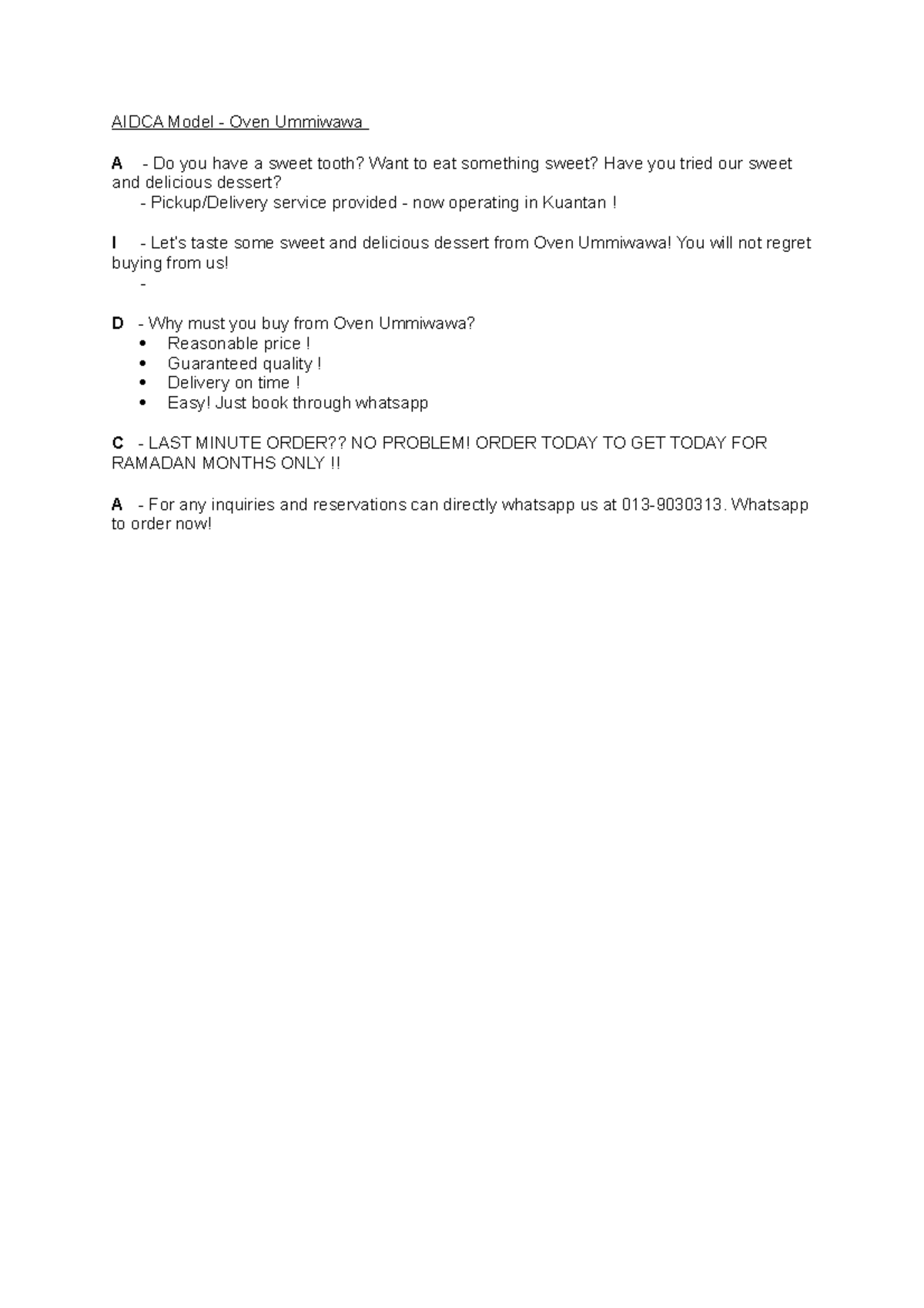 Aidca Model ENT 530 (Principles of Entrepreneurship) - AIDCA Model ...