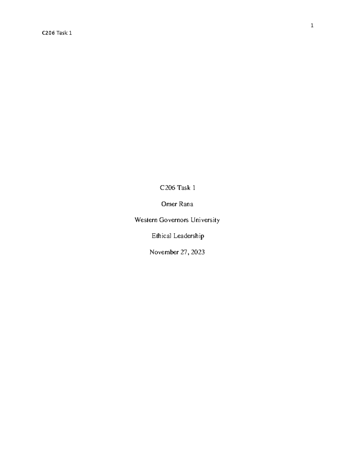 C206 Task 1 - Task 1 - C206 Task 1 C 206 Task 1 Omer Rana Western ...