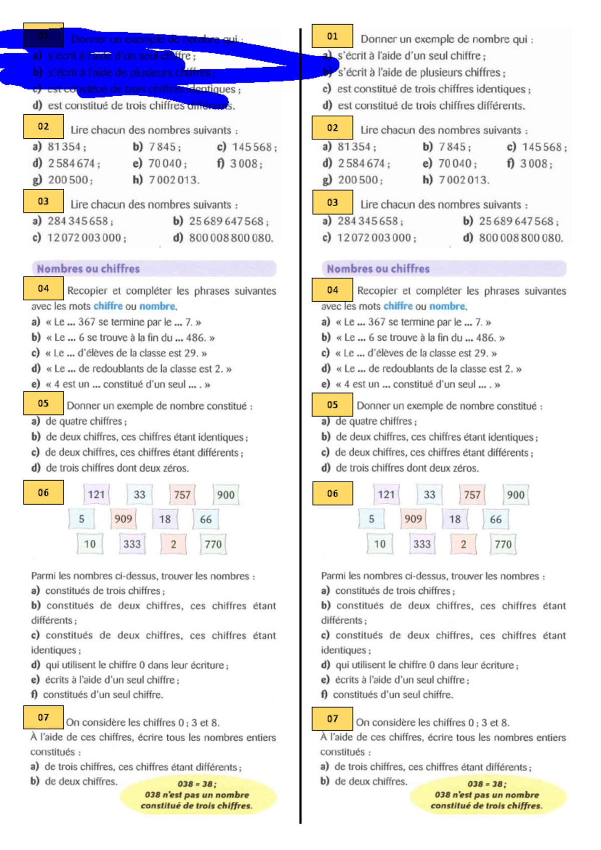 Fiche dexercices Nombres-entiers - 01 Donner un exemple de nombre qui ...