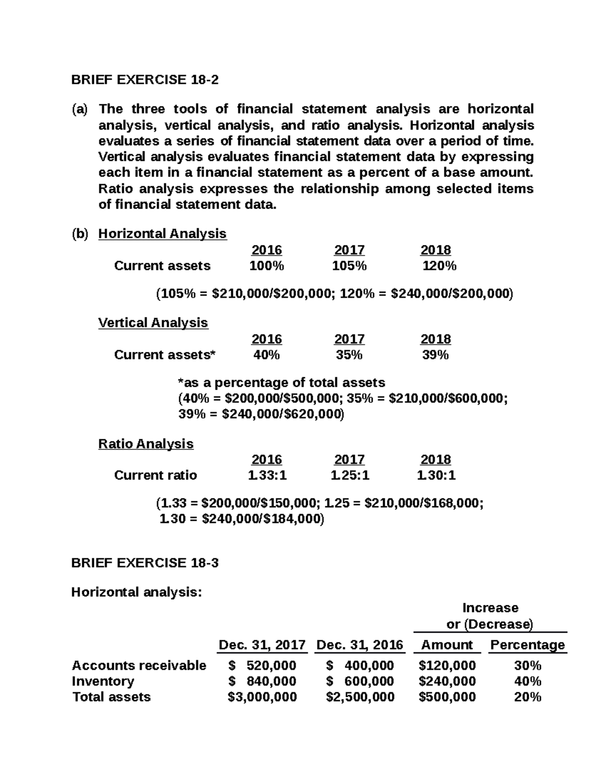 Chapter 18 Brief Exercises Solutions - BRIEF EXERCISE 18- (a) The three tools of financial ...