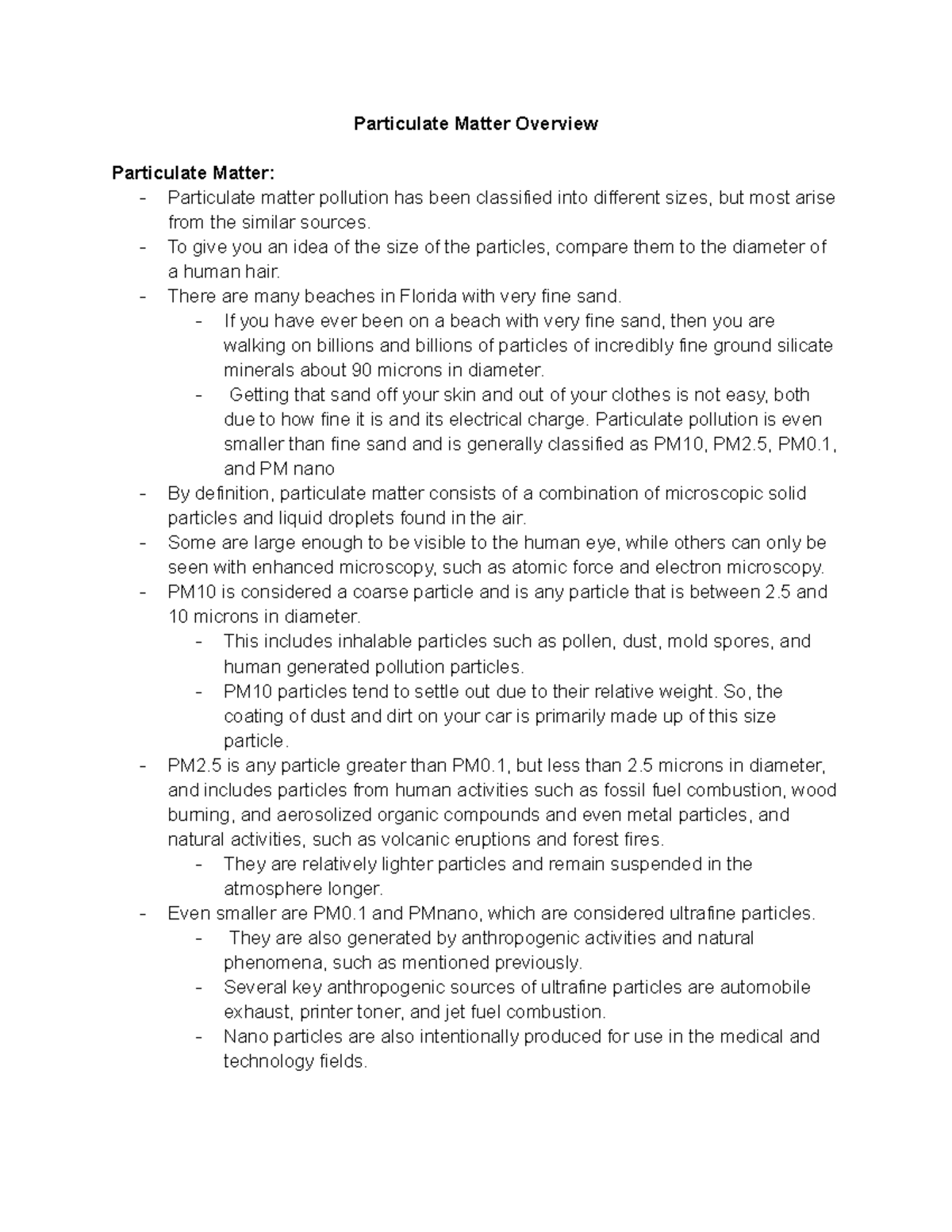 Particulate Matter Overview - Particulate Matter Overview Particulate ...