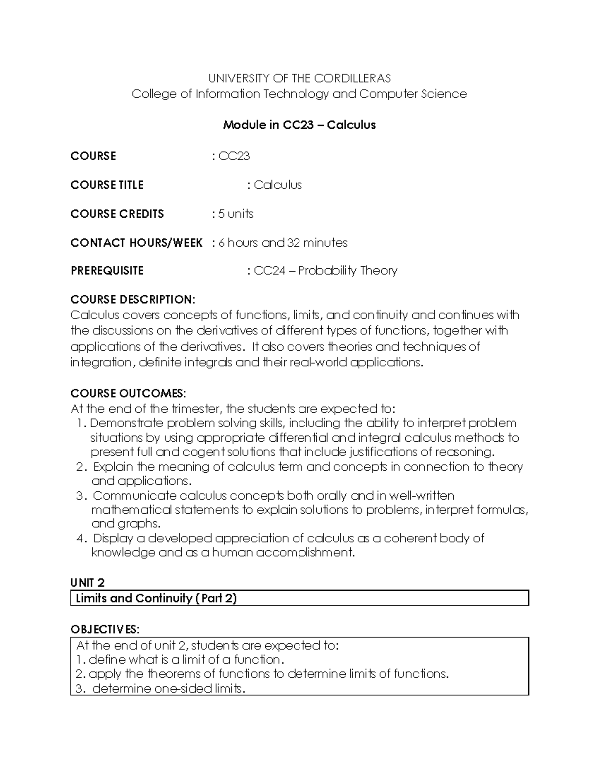 CC23- Unit 2 Module-Part 2 - UNIVERSITY OF THE CORDILLERAS College of ...