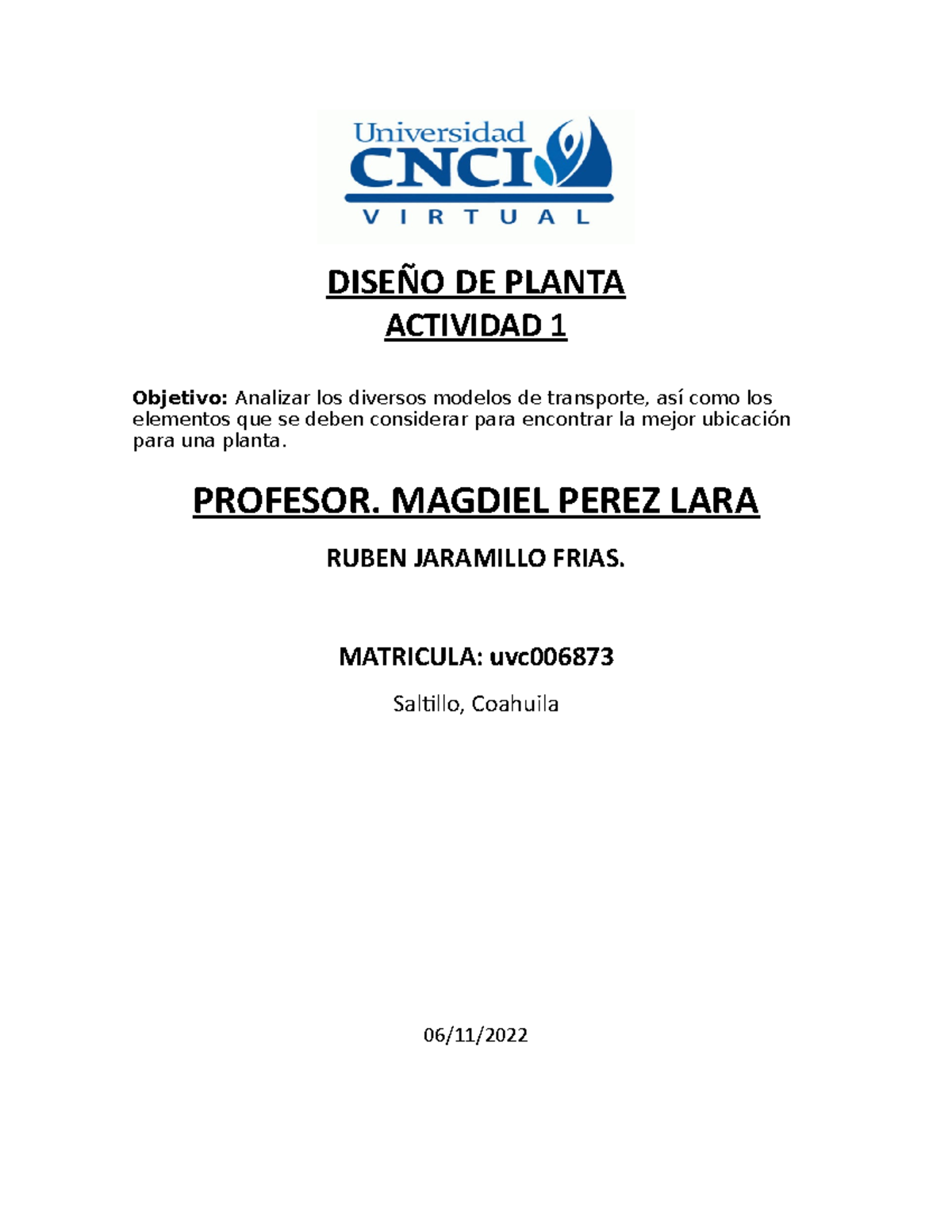 Ecuaciones Diferencia 1 - DISEÑO DE PLANTA ACTIVIDAD 1 Objetivo ...