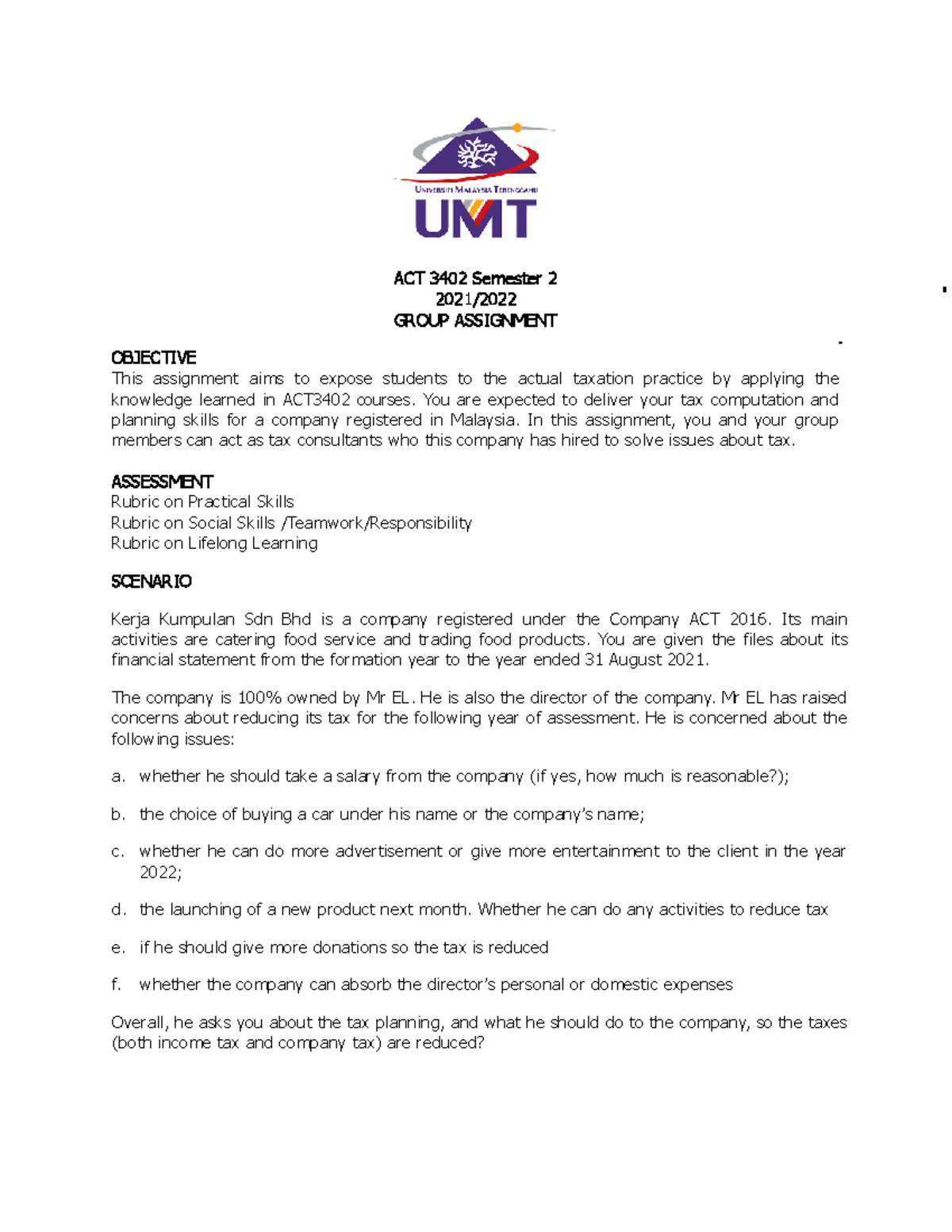 SEM 2 2021 22 ACT3402 Group Assignment - ACT 3402 Semester 2 2021 ...