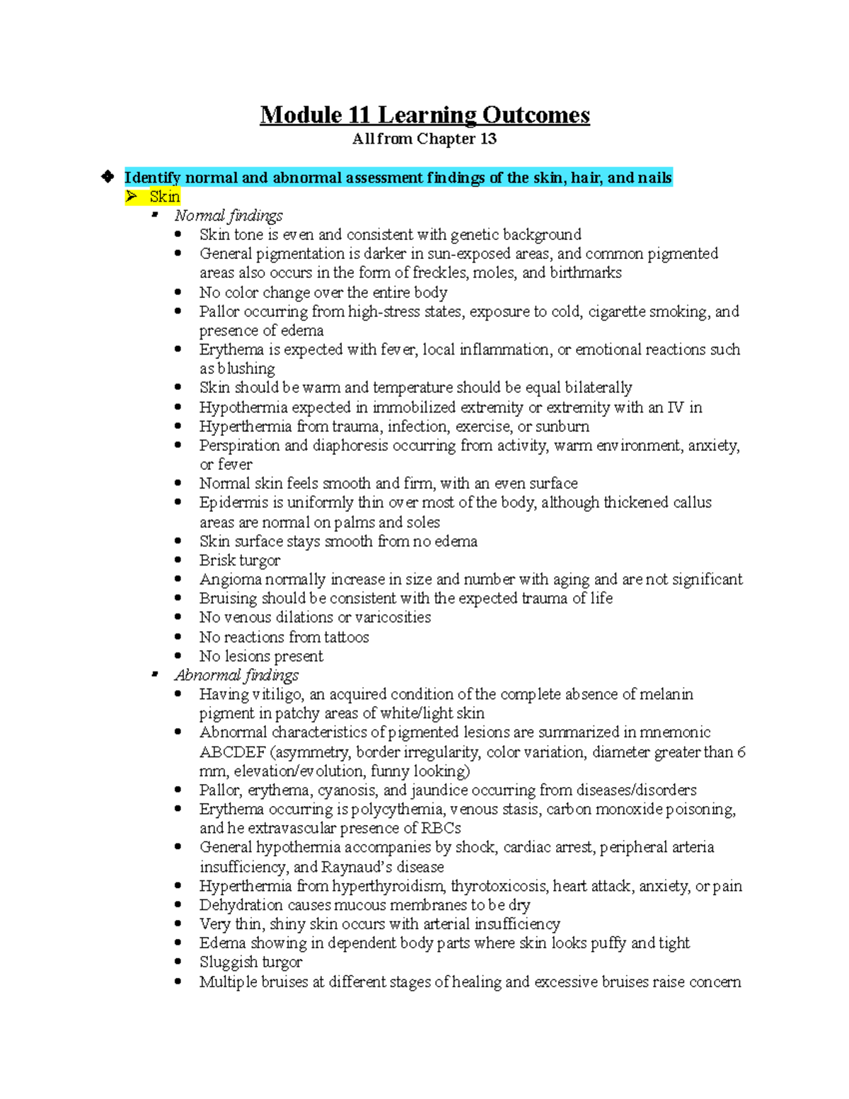Module 11 learning outcomes - Module 11 Learning Outcomes All from ...