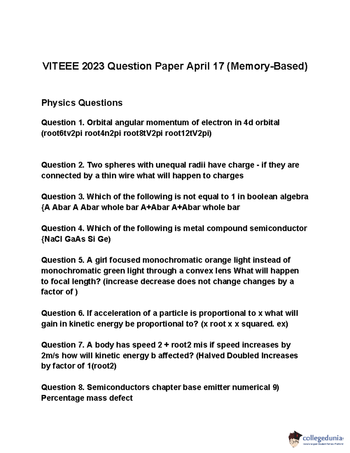 Viteee 2023 Question Paper April 17 05d56f316c0c3a902d212e4ed8cd8dbb ...