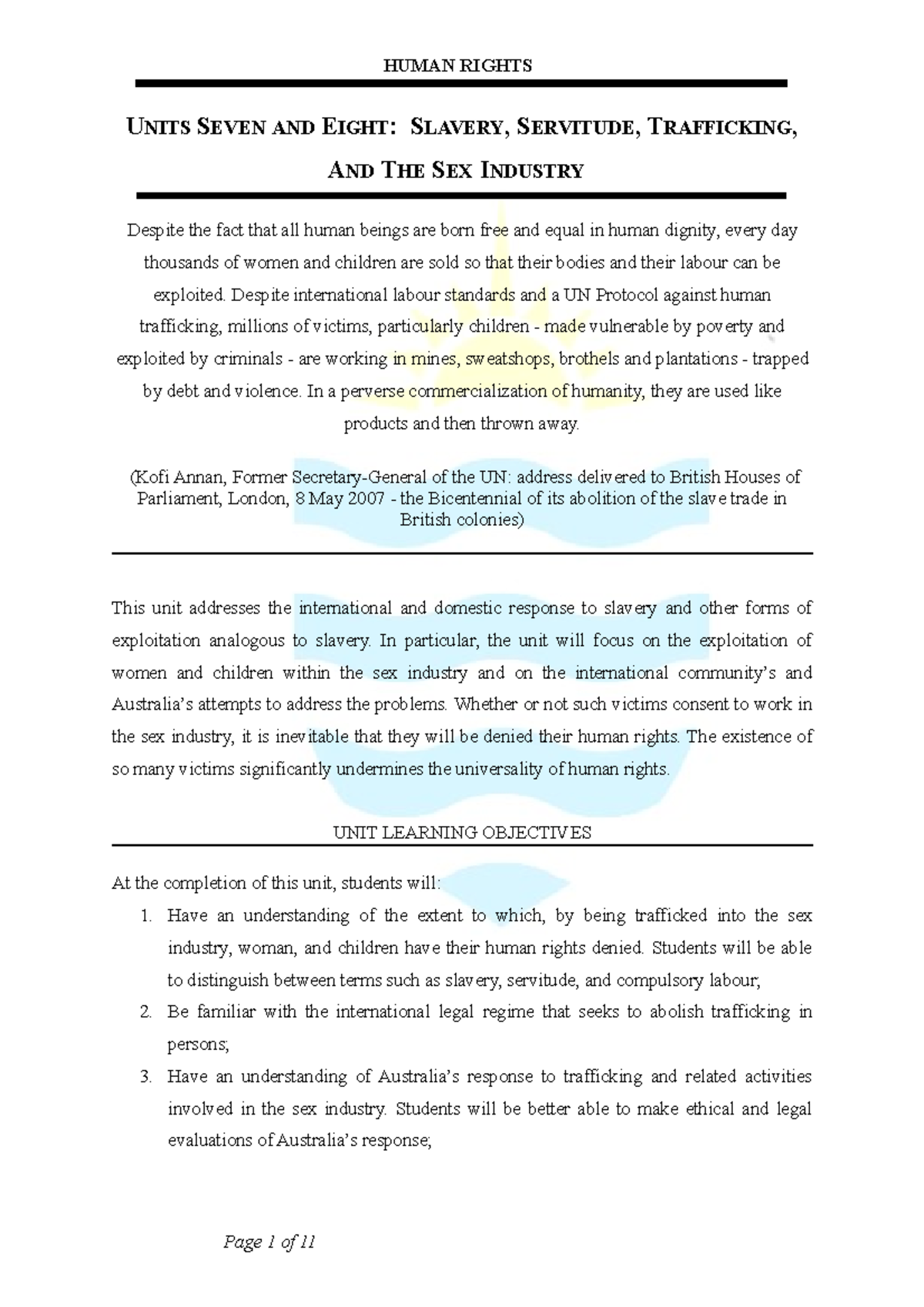 Week 7 and 8 Lecture Material - UNITS SEVEN AND EIGHT: SLAVERY ...