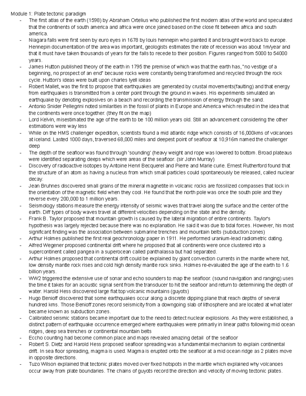 EESA06 module 1 notes - Summary Planet Earth - Module 1: Plate tectonic ...