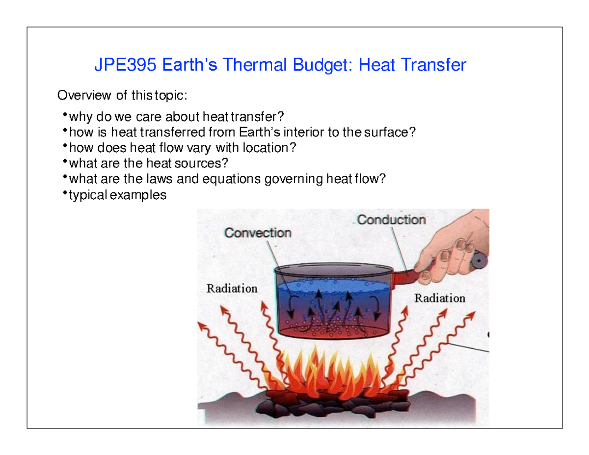 L08 heat transfer earth - JPE395 Earth’s Thermal Budget: Heat Transfer ...