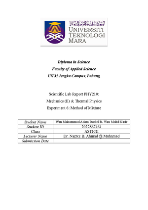 BIO 150 Experiment 4 - yes - UNIVERSITI TEKNOLOGI MARA (UiTM) CAWANGAN ...