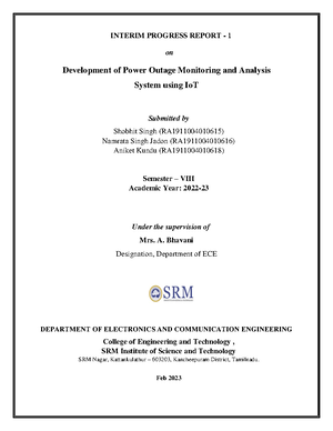 Report Final - ........... - INTERIM PROGRESS REPORT - 1 on ARDUINO ...