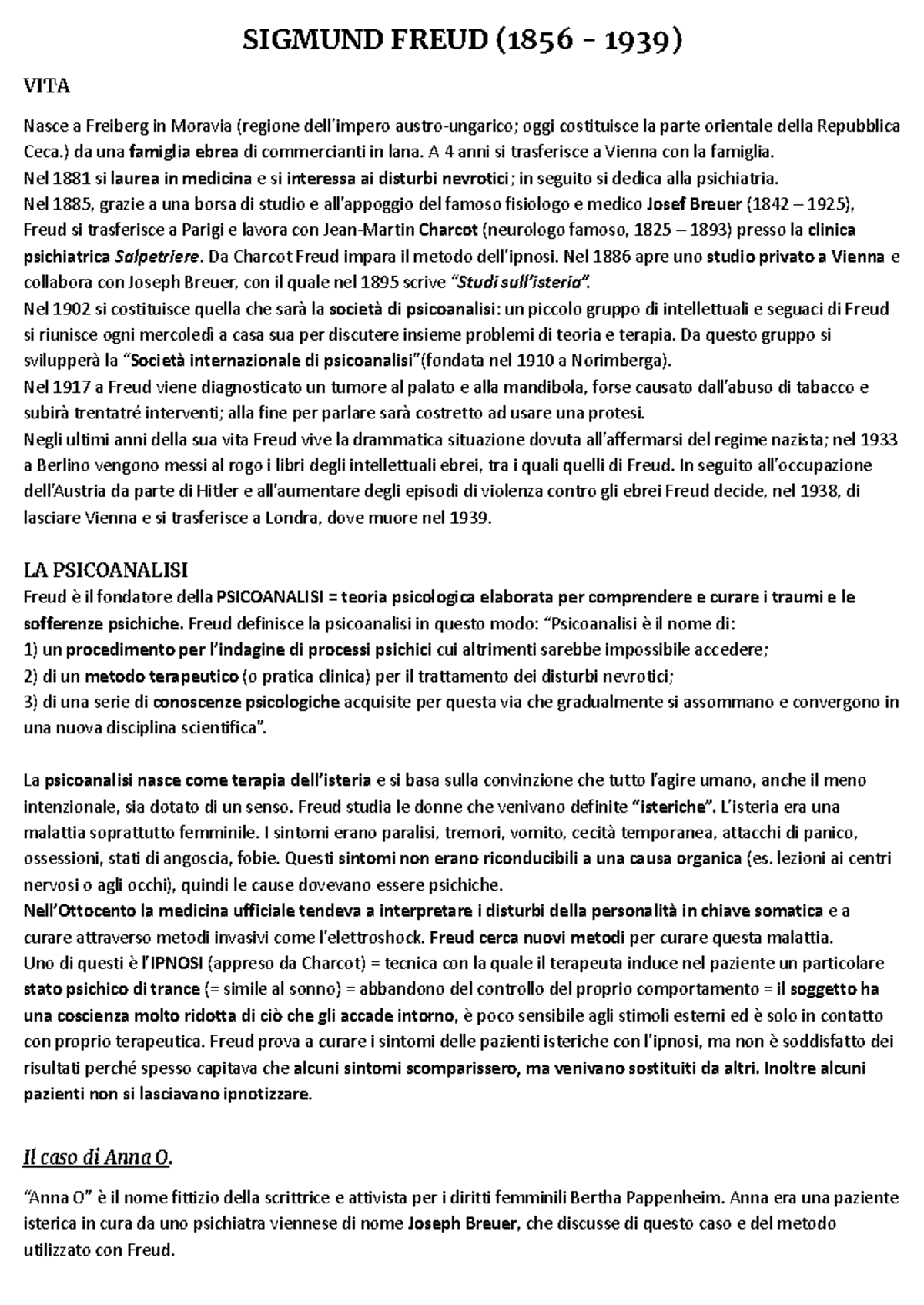 Freud - SIGMUND FREUD (1856 - 1939) VITA Nasce a Freiberg in Moravia ...