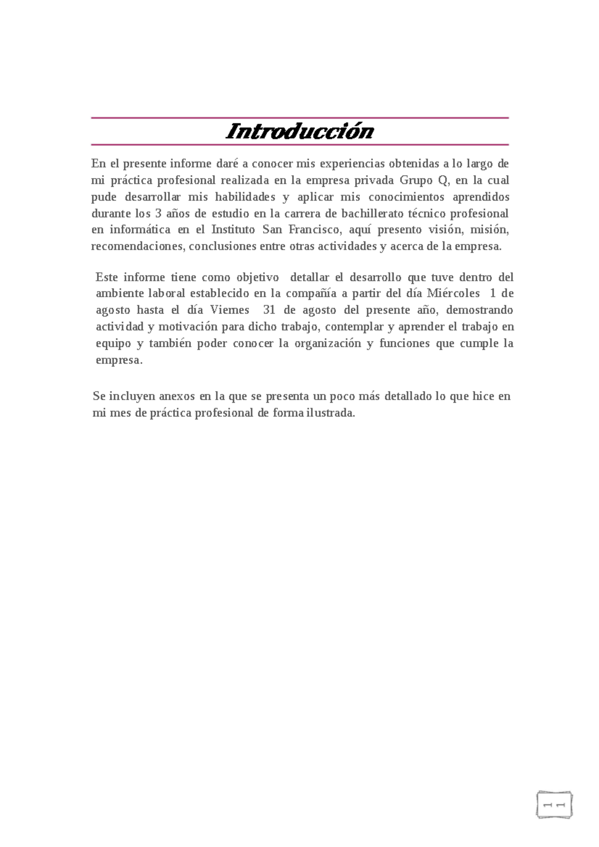 Modelo de informe - VVVVVVVVVVV - Introducción En el presente informe ...