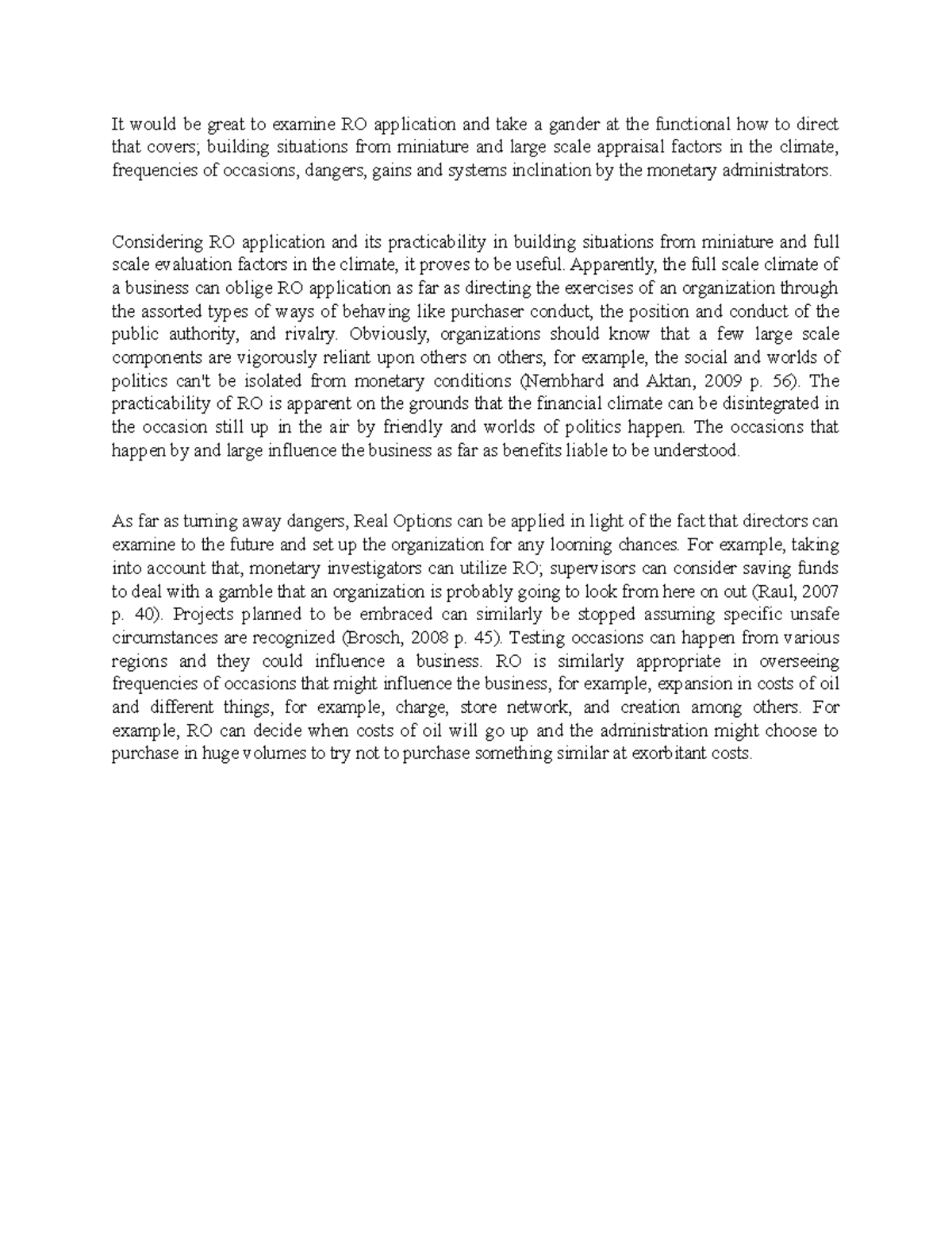 Reflection - Portfolios of Real Options - It would be great to examine ...