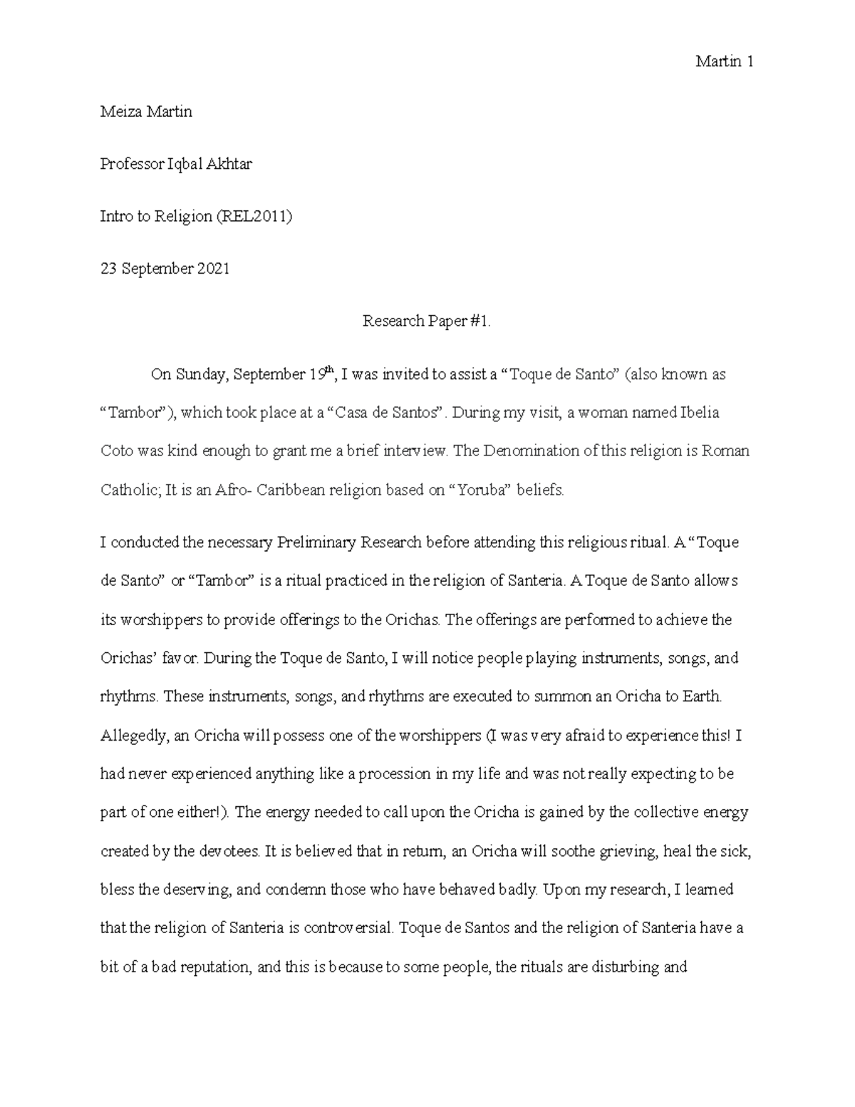 Research Paper #1; Intro to Religion FIU 2021 - REL2011 - FIU - Studocu